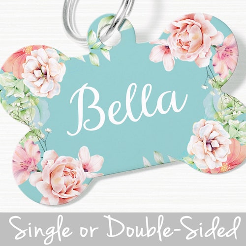 Floral Dog Tag Personalized Dog Tag Flower Pet Tag Accesory - Etsy
