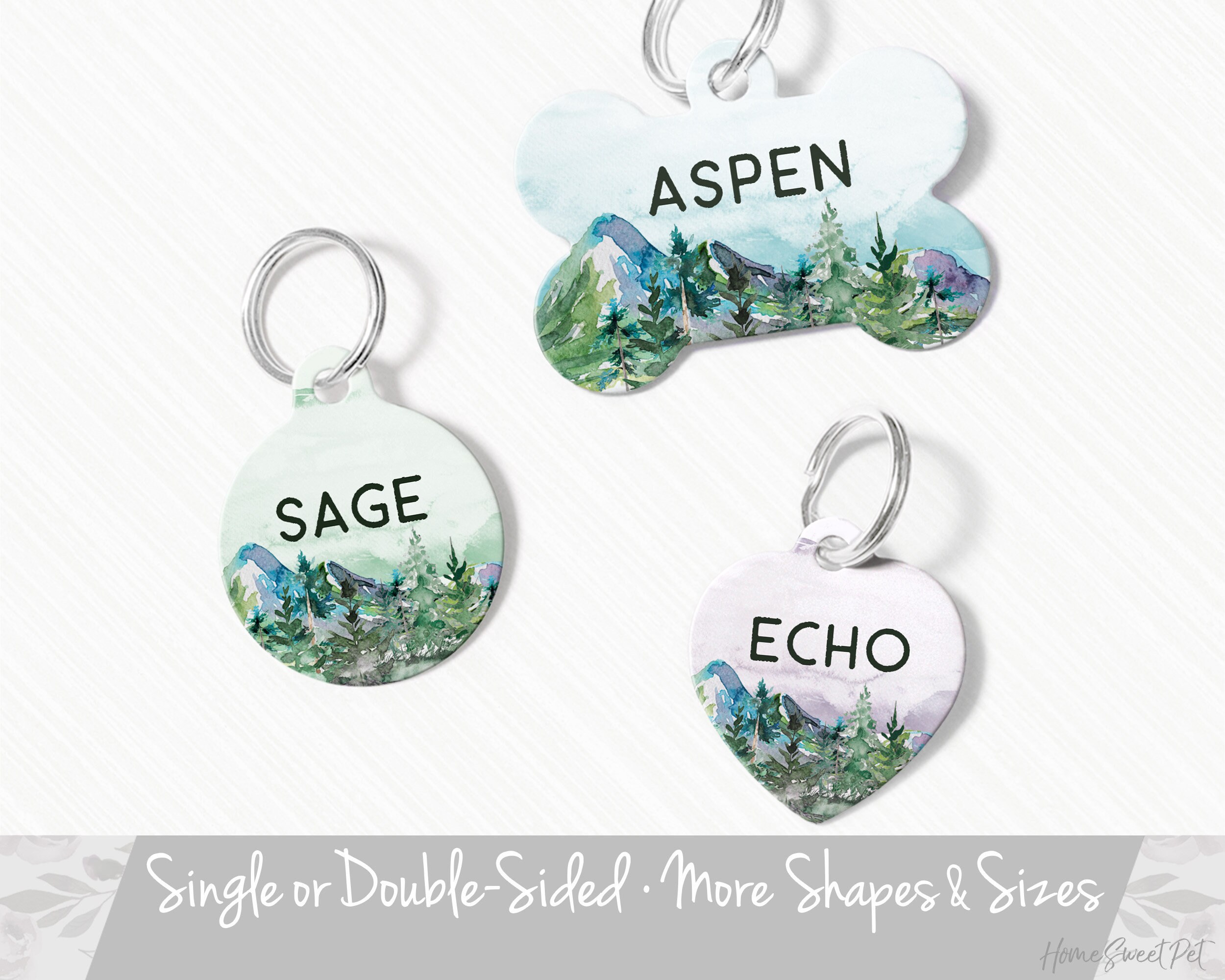 Personalized Dog Tag for Dogs Forest Dog Tag Pet ID Tag for - Etsy