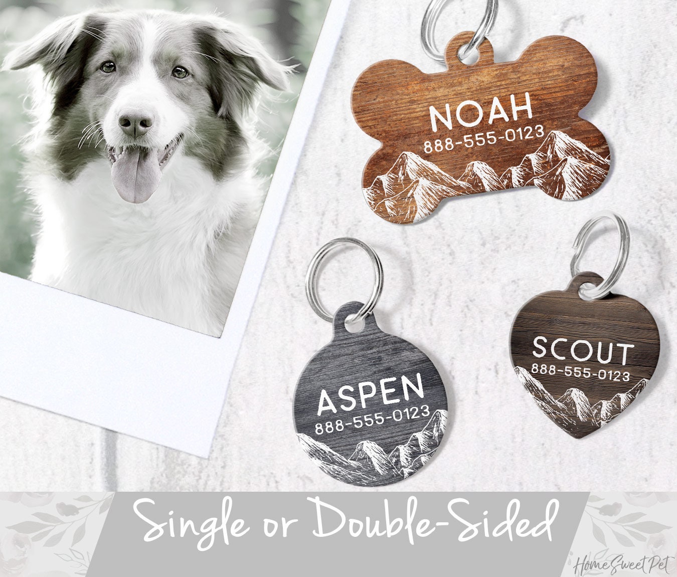 Mountains Dog Tag for Dogs Rustic Dog Tag Outdoors | Etsy