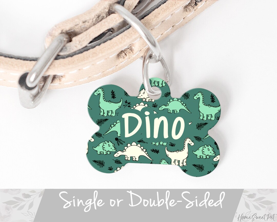 Dinosaur Dog ID Tag, Personalized Dinosaur Pet ID Tag for Dog, Dinosaur ...