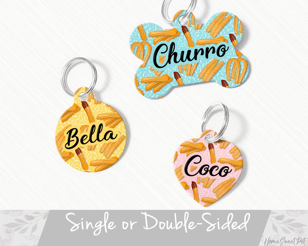 Churro Pet ID Tag, Churro Dog Tag for Dog, Personalized Food Pet Tag ...