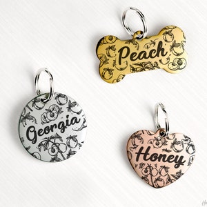 Peach Dog Tag, Engraved Pet ID Tag, Personalized Pet Name Tag, Custom ...