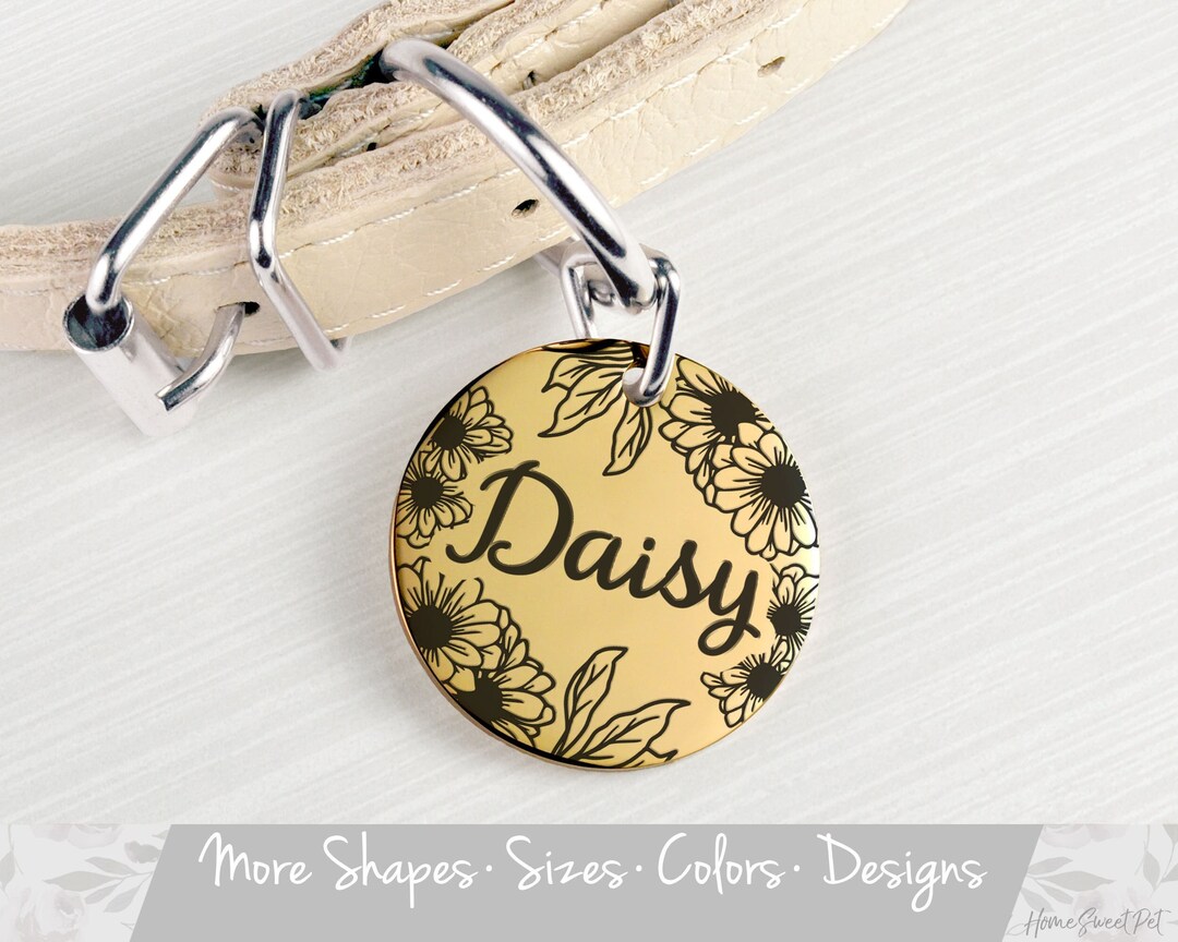 Daisy Pet ID Tag, Personalized Pet ID Tag for Dog Girl, Stainless Gold ...