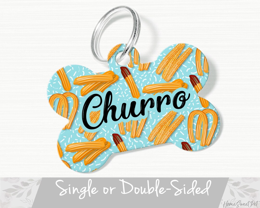 Churro Dog Tag, Blue Dog Tag, Personalized Dog Tag for Dog, Food Dog ...