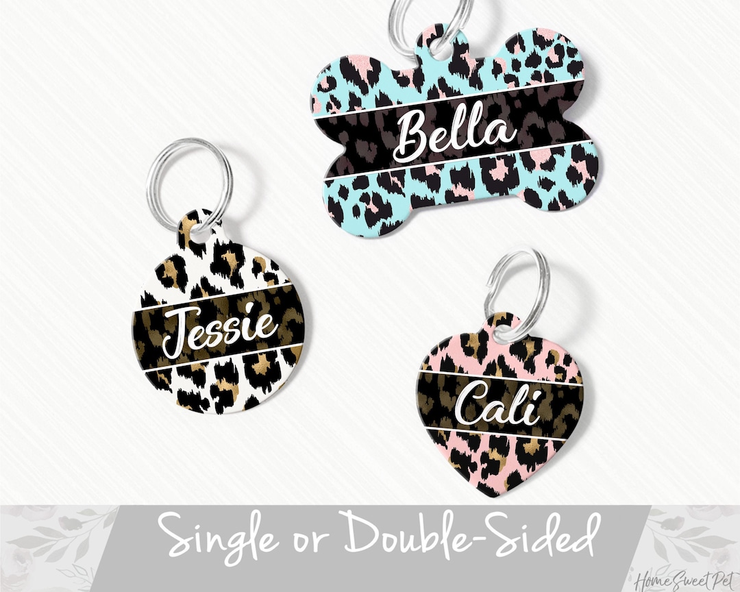 Leopard Dog Tag, Animal Print Pet ID Tag, Custom Pet Tag, Cheetah ...