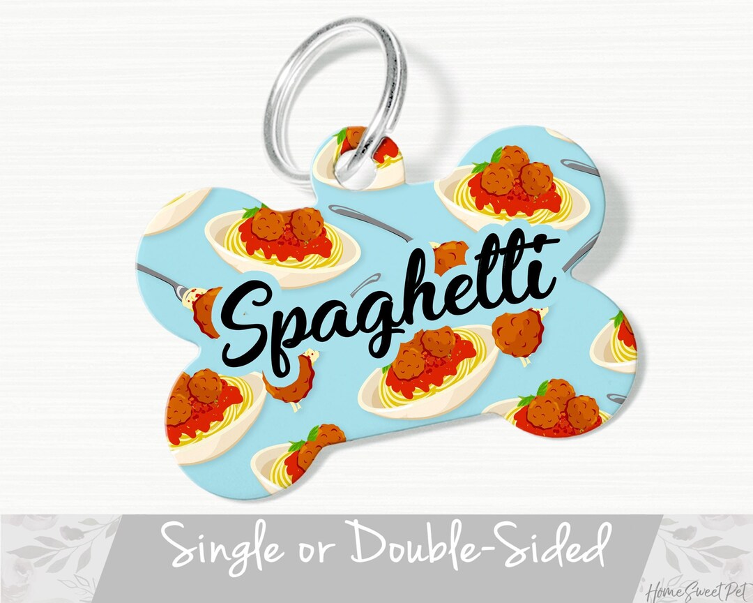 Pasta Dog Tag for Dog Spaghetti and Meatball Pet Tag - Etsy