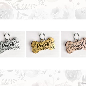 Peach Dog Tag, Engraved Pet ID Tag, Personalized Pet Name Tag, Custom ...