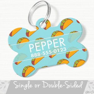 Taco Dog Tag, Double Sided Dog Tag, Taco Cat Tag, Blue Dog Tag, Funny ...
