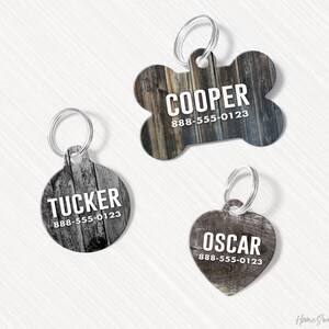 Personalized Pet Tag Rustic Pet ID Tag Large Dog Tag Faux - Etsy