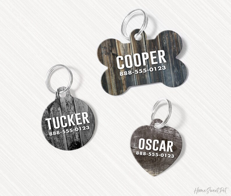 Personalized Pet Tag Rustic Pet ID Tag Large Dog Tag Faux | Etsy