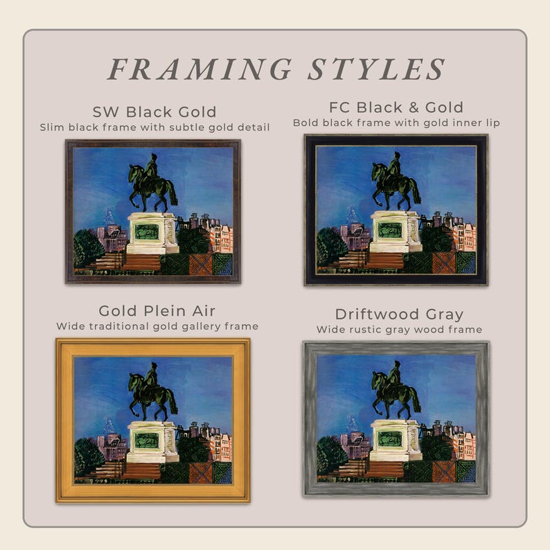 Modern Fauvism Paris Landmark Painting, Equestrian Parisian Statue Wall ...