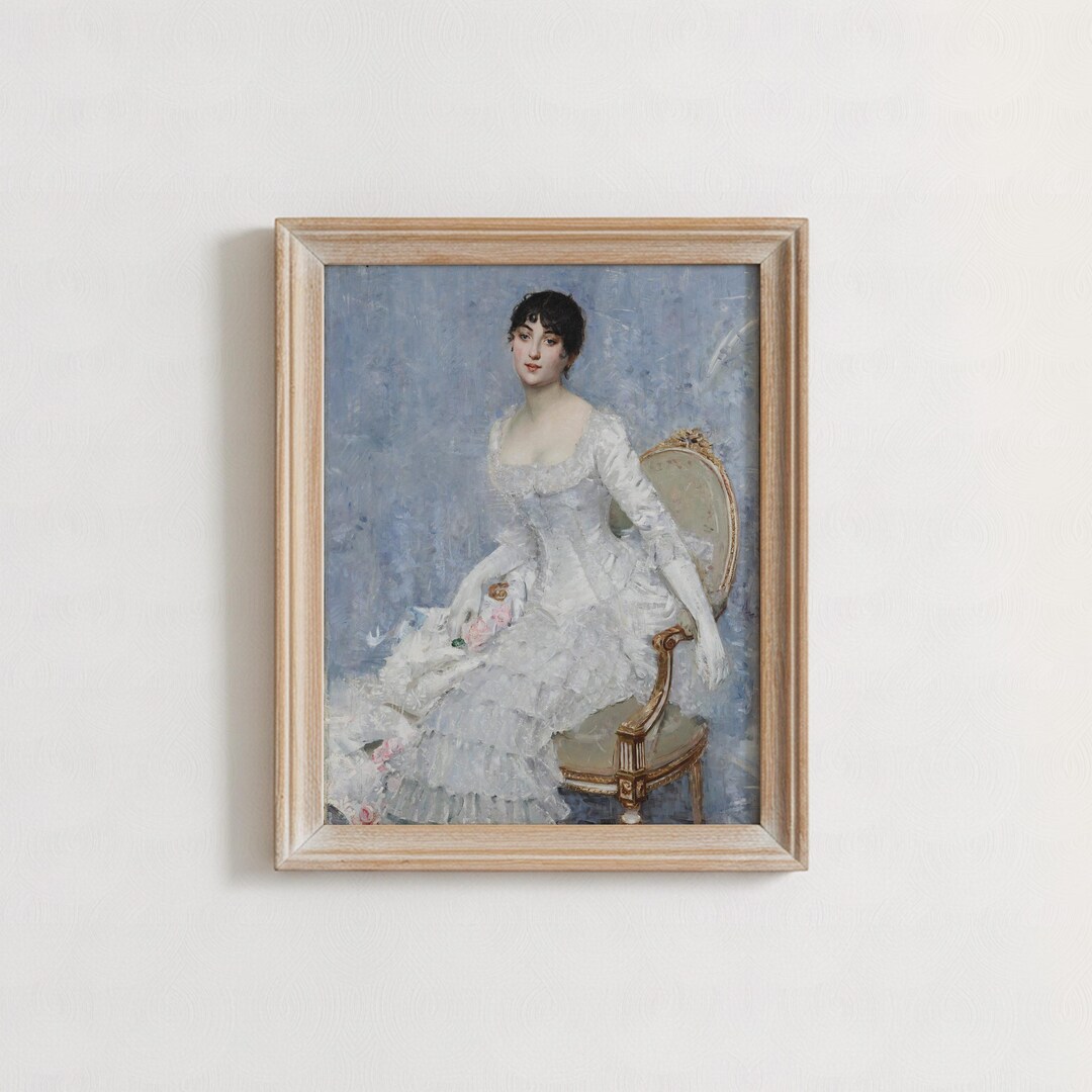 Vintage French Glamour Portrait Painting, Elegant Victorian Style Wall ...