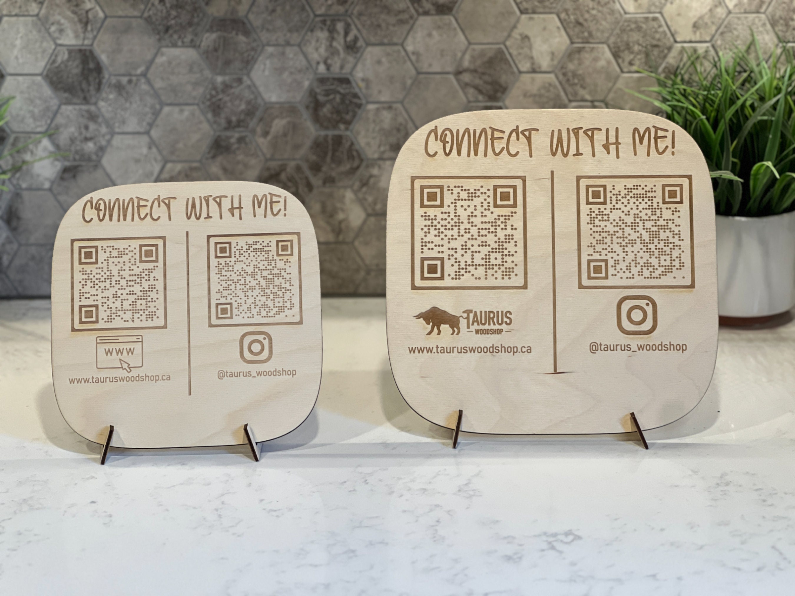 Double QR Code Business Social Media Sign, Instagram, Facebook, Web, QR ...