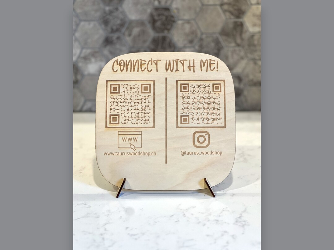 Double QR Code Business Social Media Sign, Instagram, Facebook, Web, QR ...