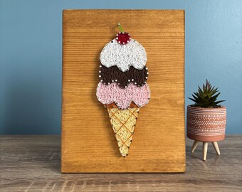 Pink Ice Cream Cone String Art Handmade Unique Gift Idea Home Decor ...