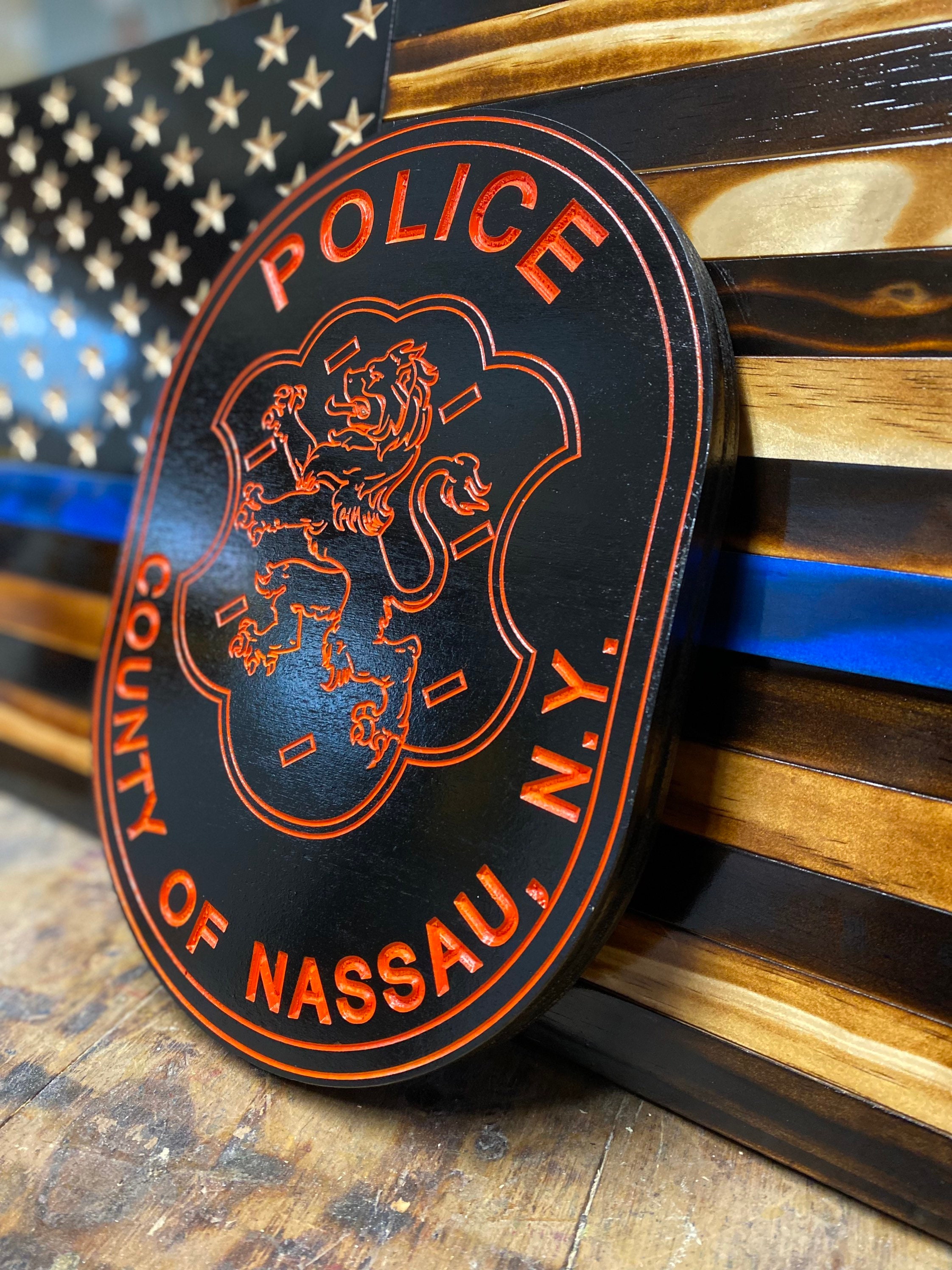 Nassau County Police Patch Engraved black/orange - Etsy