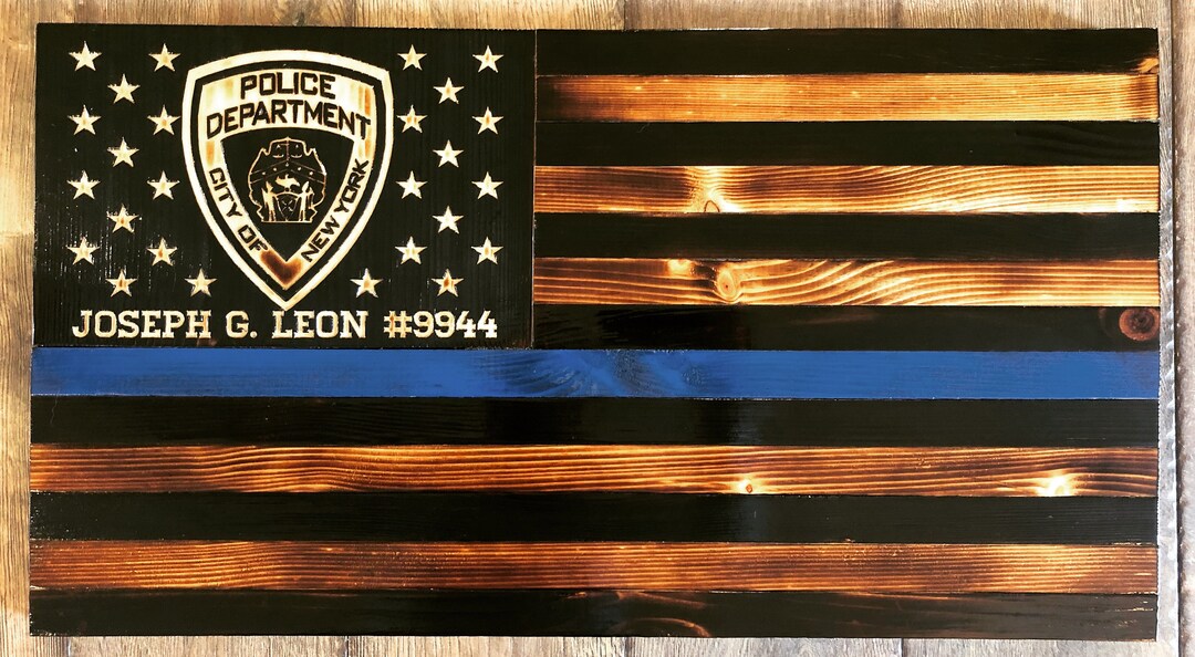 Thin Blue Line NYPD Flag Custom Name - Etsy