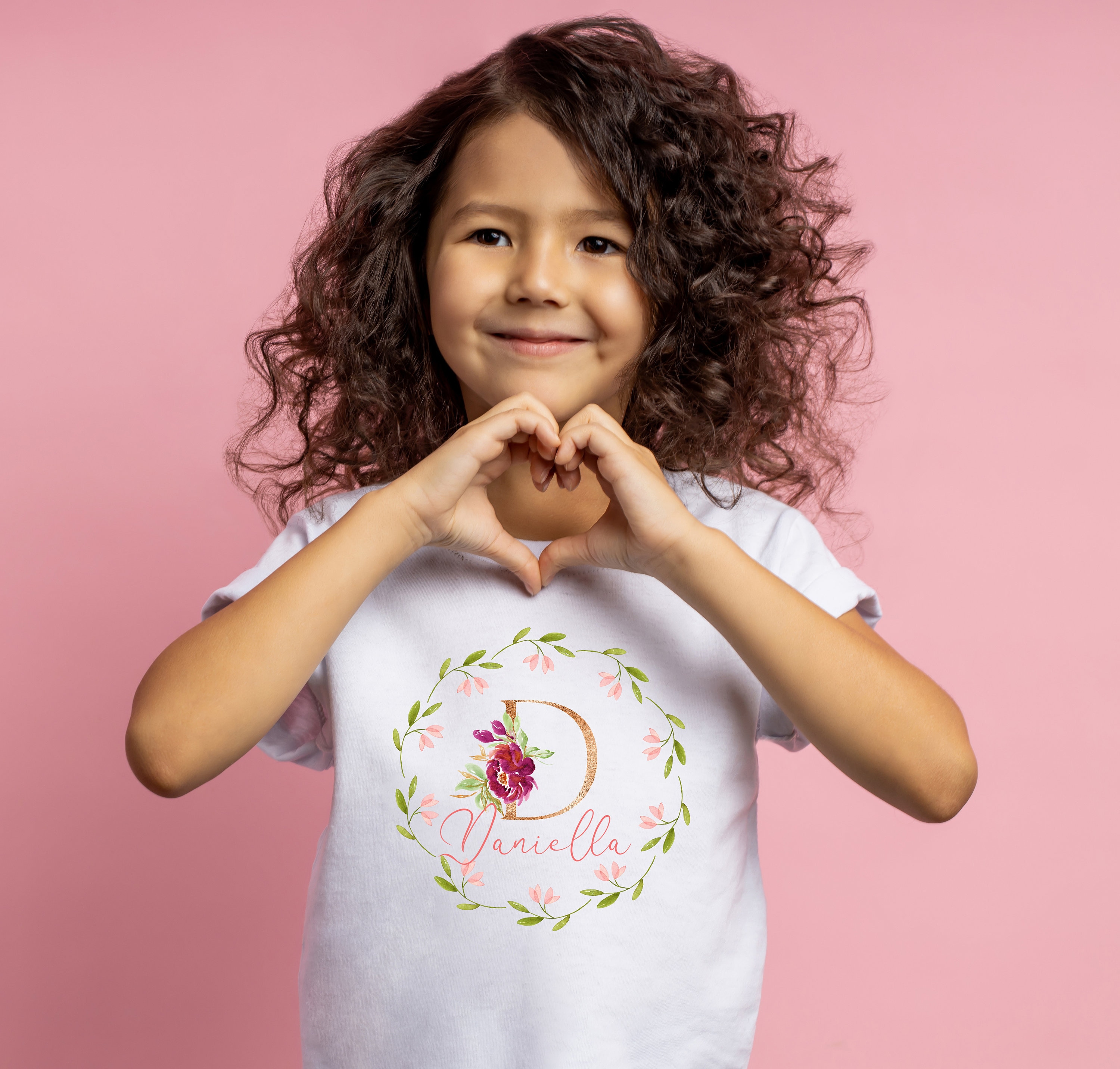 Girls personalised t-shirt Personalized name initial top | Etsy