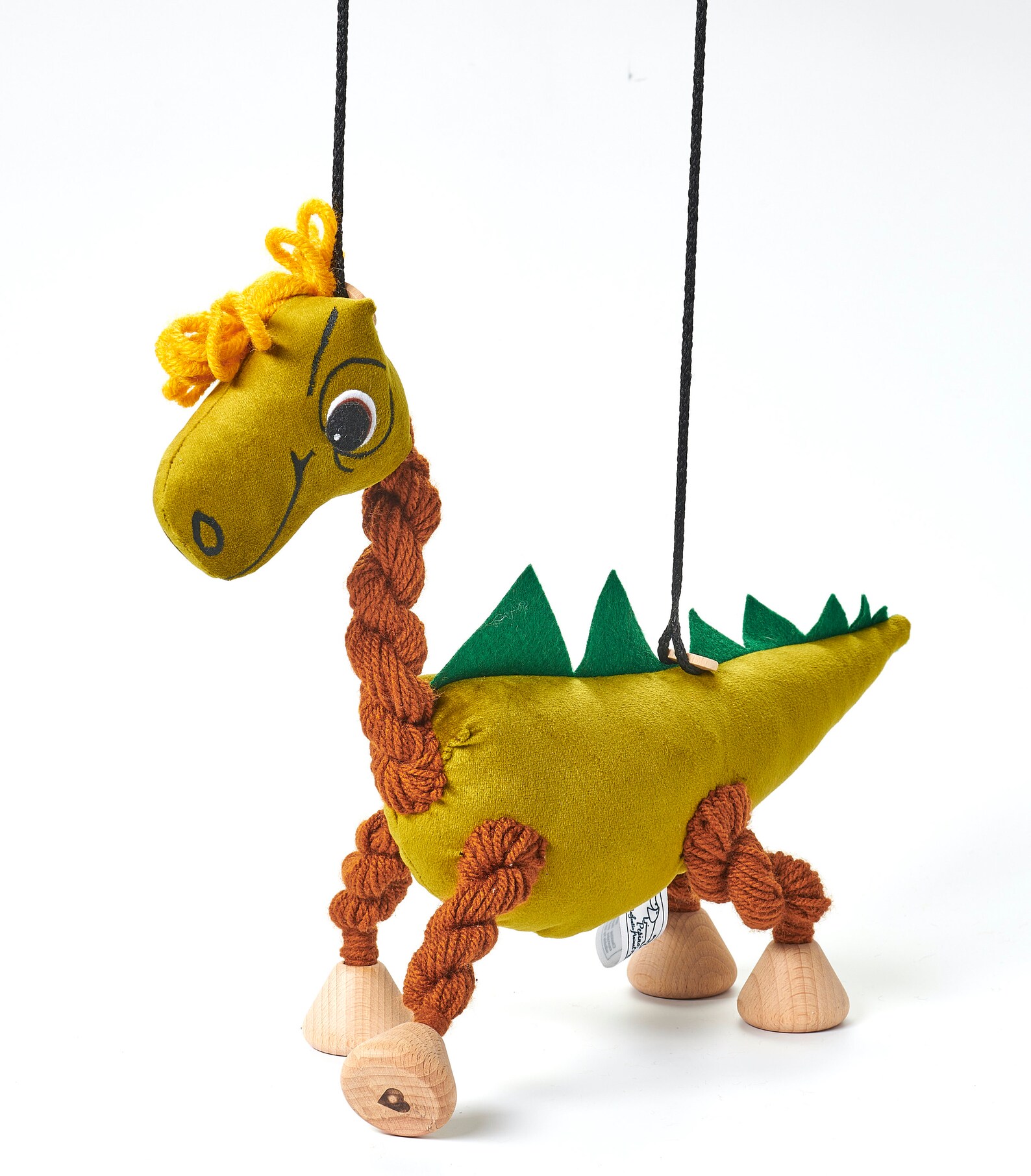 Dinosaur Bertie-animal Puppet Soft Toy Felt, Handmade Gift for Kids ...