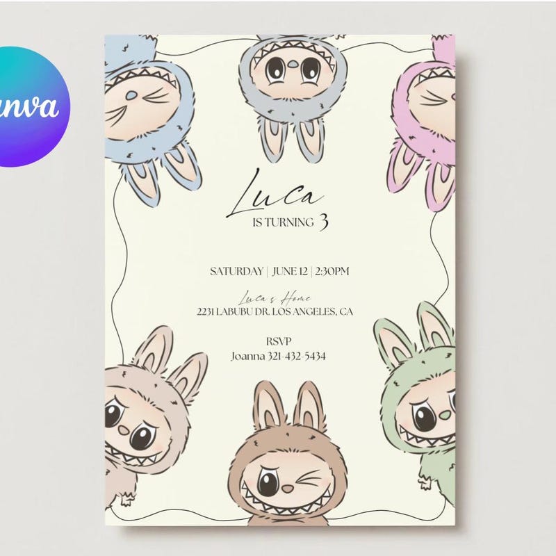 Labubu Invitation for Boys - Etsy
