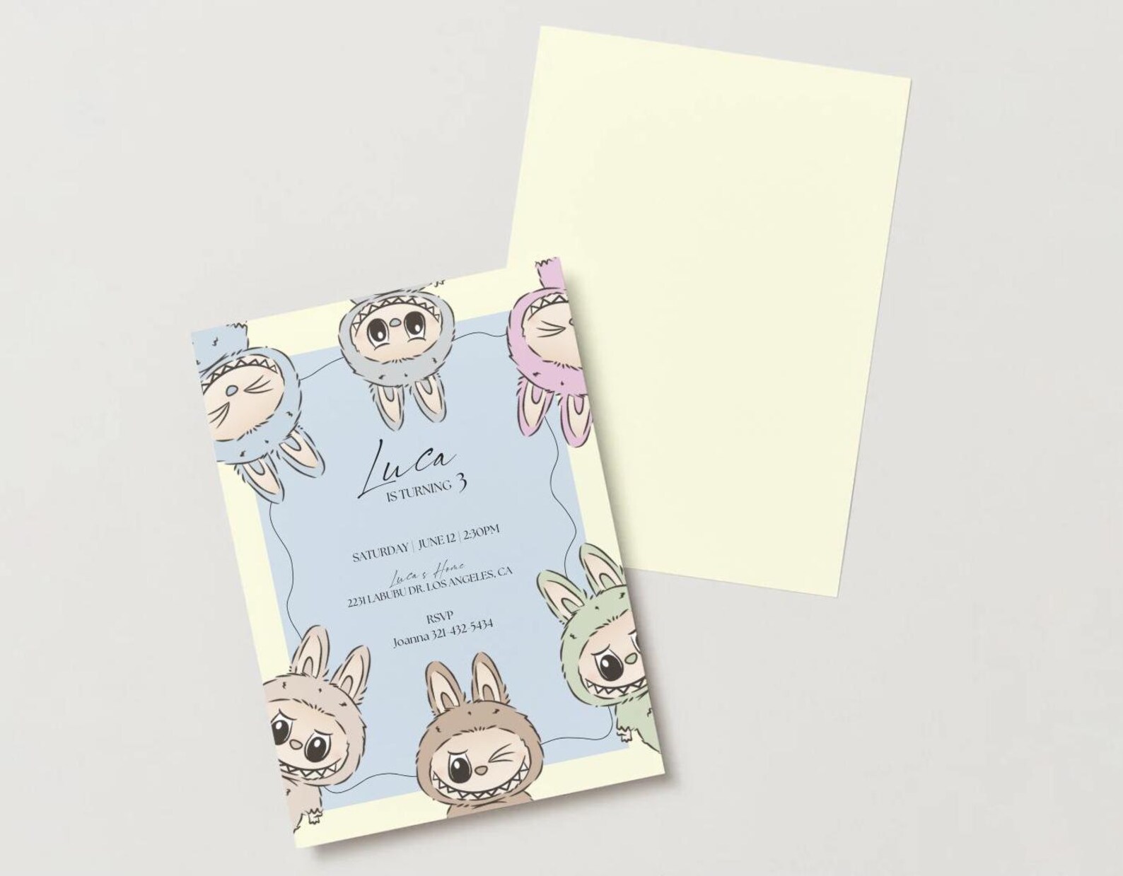 Labubu Theme Birthday Invitation | Cute Monster Labubu Invitation ...