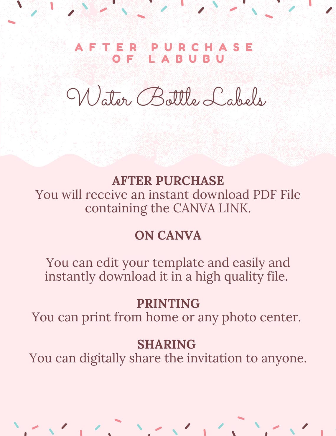 Labubu Inspired Water Bottle Label Template | Canva Editable Designs ...
