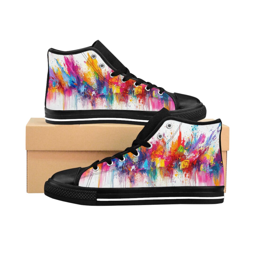 Splatter Paint Women's High Top Sneakers, Cute Trainers, Fashion ...