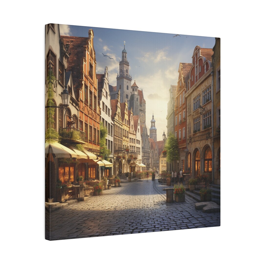 Small Town Quaint Townscape Home Wall Decor Accent Scenery Matte Canvas ...