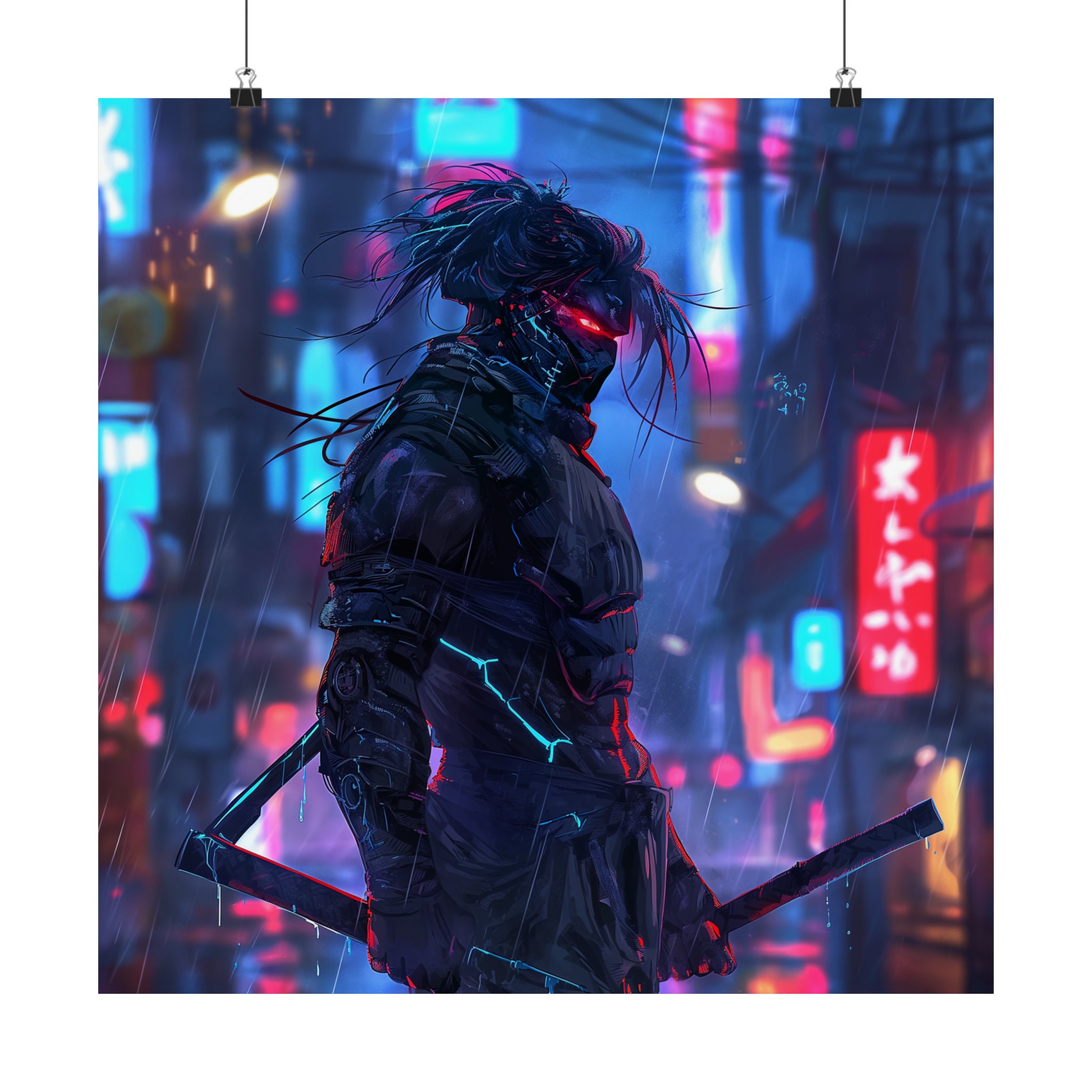 Cyberpunk Neon Street Samurai, Full Body, Super High Quality, Enhanced ...