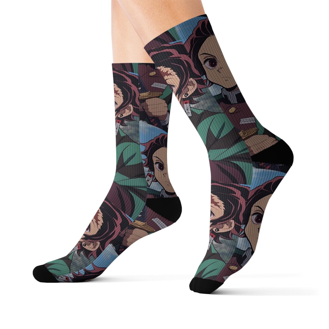 Anime Tanjiro Demon Slayer Sublimation Socks, Graphic Novel Manga Gift ...