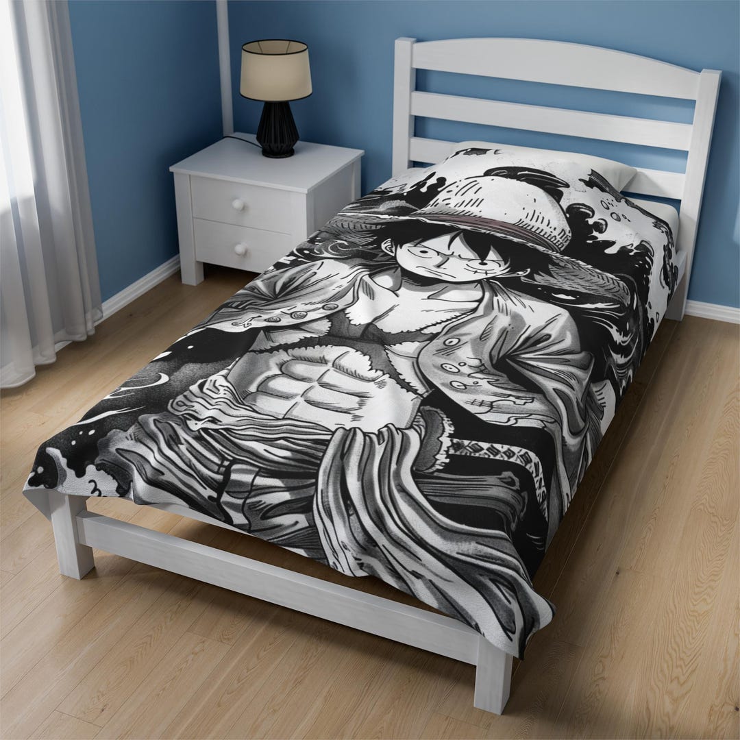 Anime Manga Style Luffy Velveteen Plush Blanket, One Piece Fan Gift ...