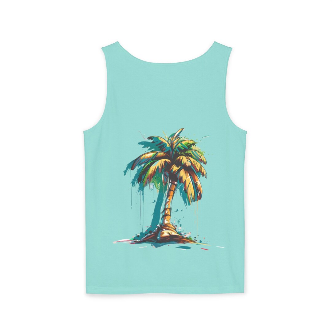 Spray Paint Multi Colored Palm Tree Tank Top - Etsy