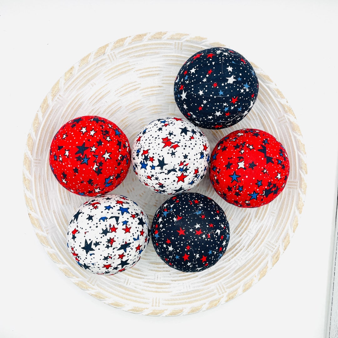 Patriotic Rag Ball Bowl Fillers, Decorative Fabric Balls for Bowls ...