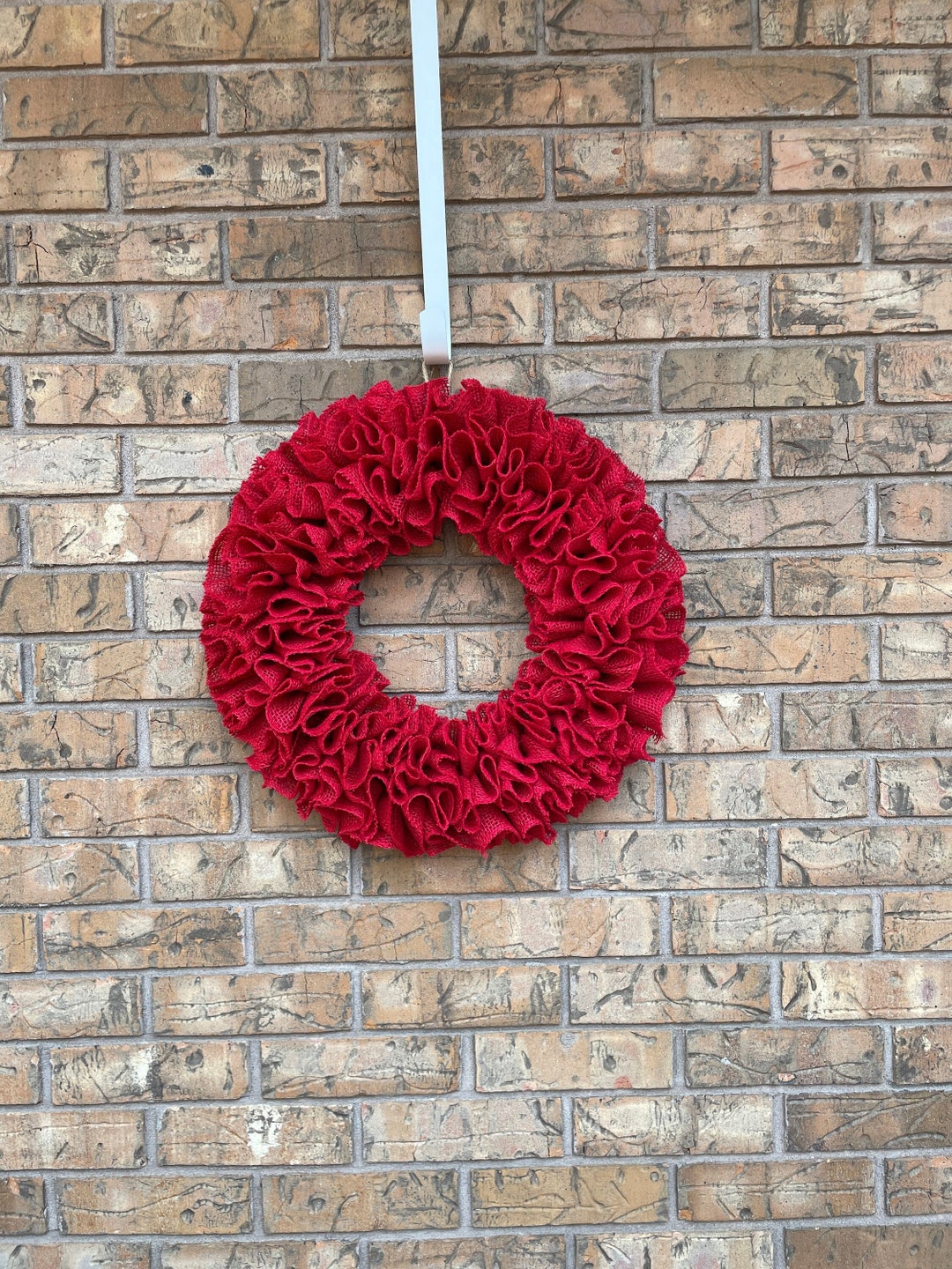 Burlap Ruffle Wreath, DIY Wreath, Red Wreath, Plain Wreath, Simple ...