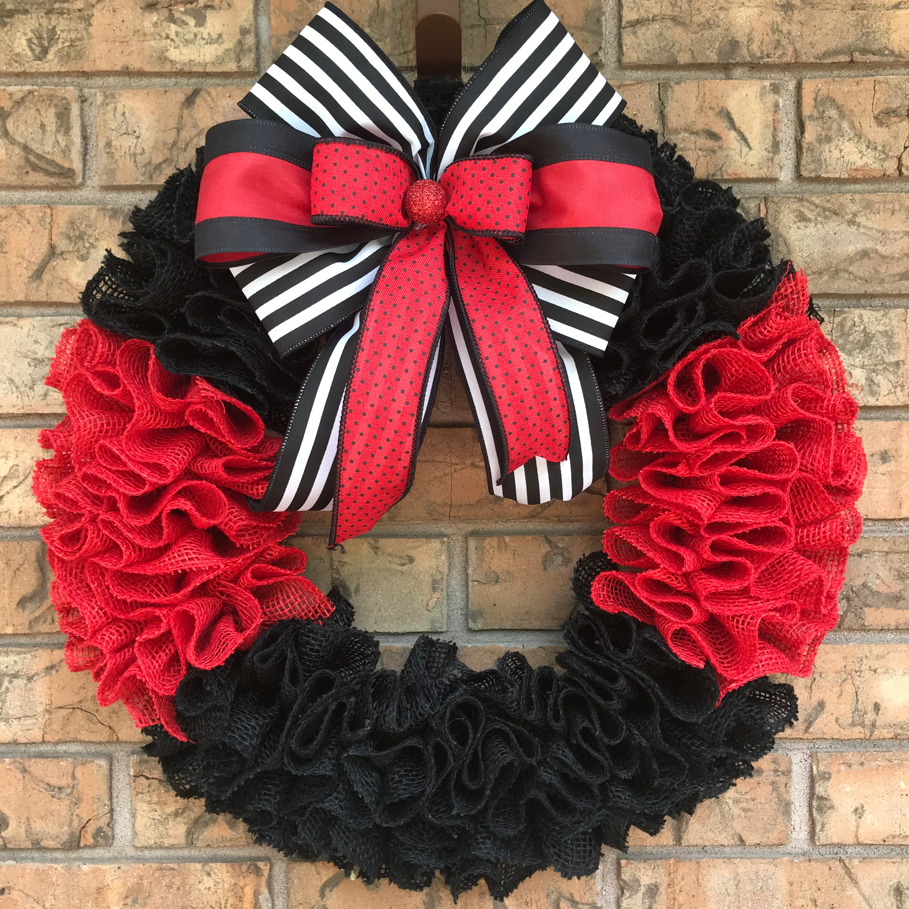 Fire Fighter Burlap Wreath, Thin Red Line Wreath, Burlap Ruffle Wreath ...