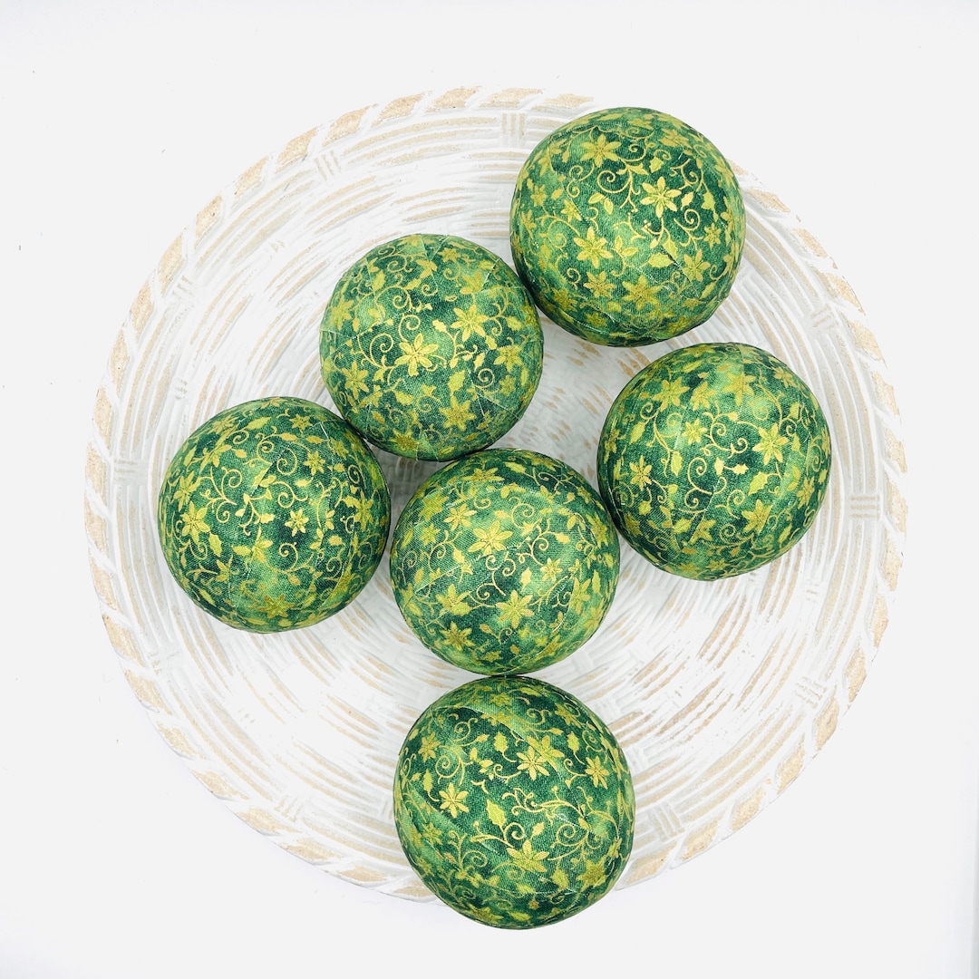Christmas Green Rag Ball Bowl Fillers, Decorative Fabric Balls for ...
