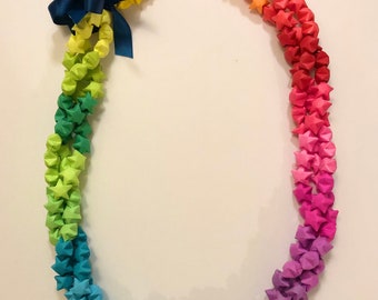 Rainbow Origami Star Lei Garland for Graduation Colorful - Etsy