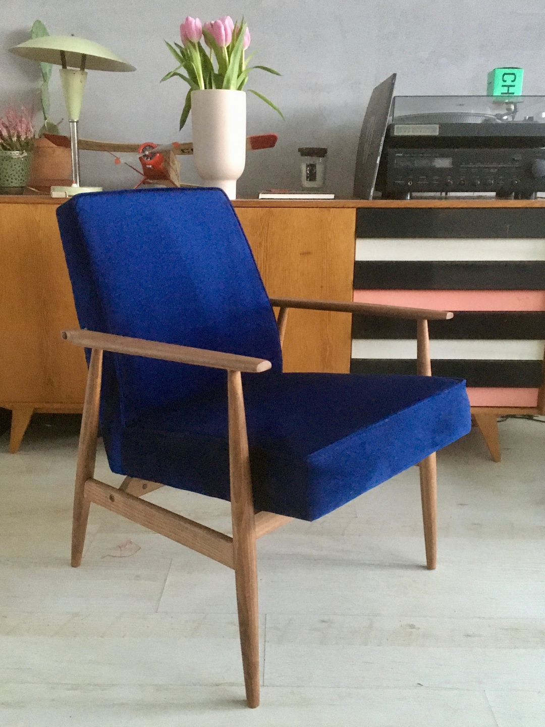 Original Vintage Polish Armchair 300-190 From Mid-century in Navy Blue ...