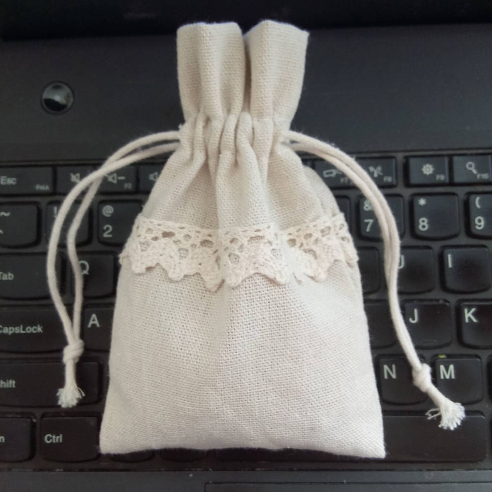 100 Pcs Pack Jewelry Pouches With Lace Decor,cotton Drawstring Pouches ...