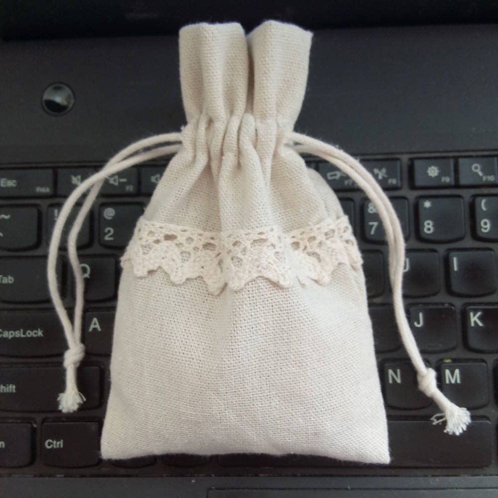 100 Pcs Pack Jewelry Pouches With Lace Decor,cotton Drawstring Pouches ...