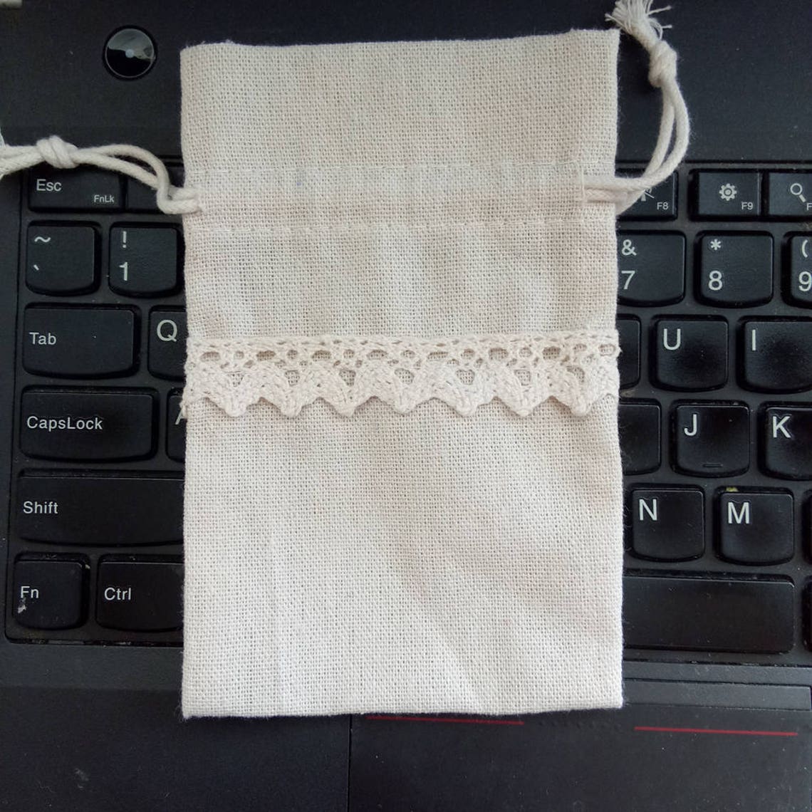 100 Pcs Pack Jewelry Pouches With Lace Decorcotton Drawstring - Etsy