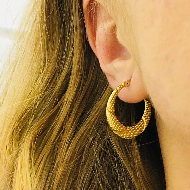 Hoop Earrings 14k Solid Gold Creole Hoops, Yellow Gold, Creole Hoop ...