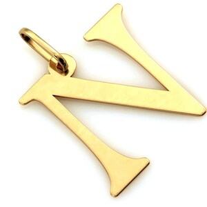 Letter N Pendant Solid Gold 14k Pendant N Pendant Letter - Etsy