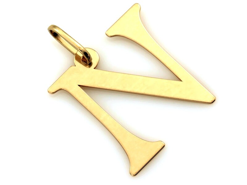 Letter N Pendant Solid Gold 14k Pendant N Pendant Letter - Etsy