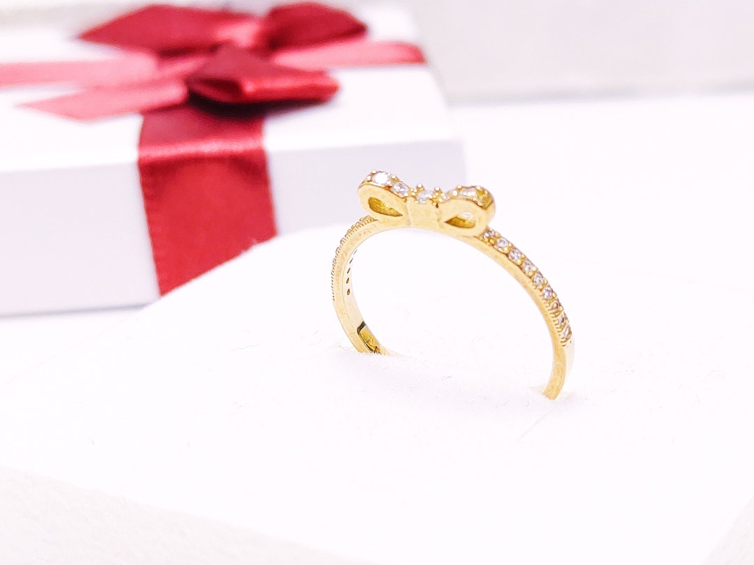 Promise Ring Gold, Engagement Ring, Proposal Ring Gold, Bow Gold Ring ...