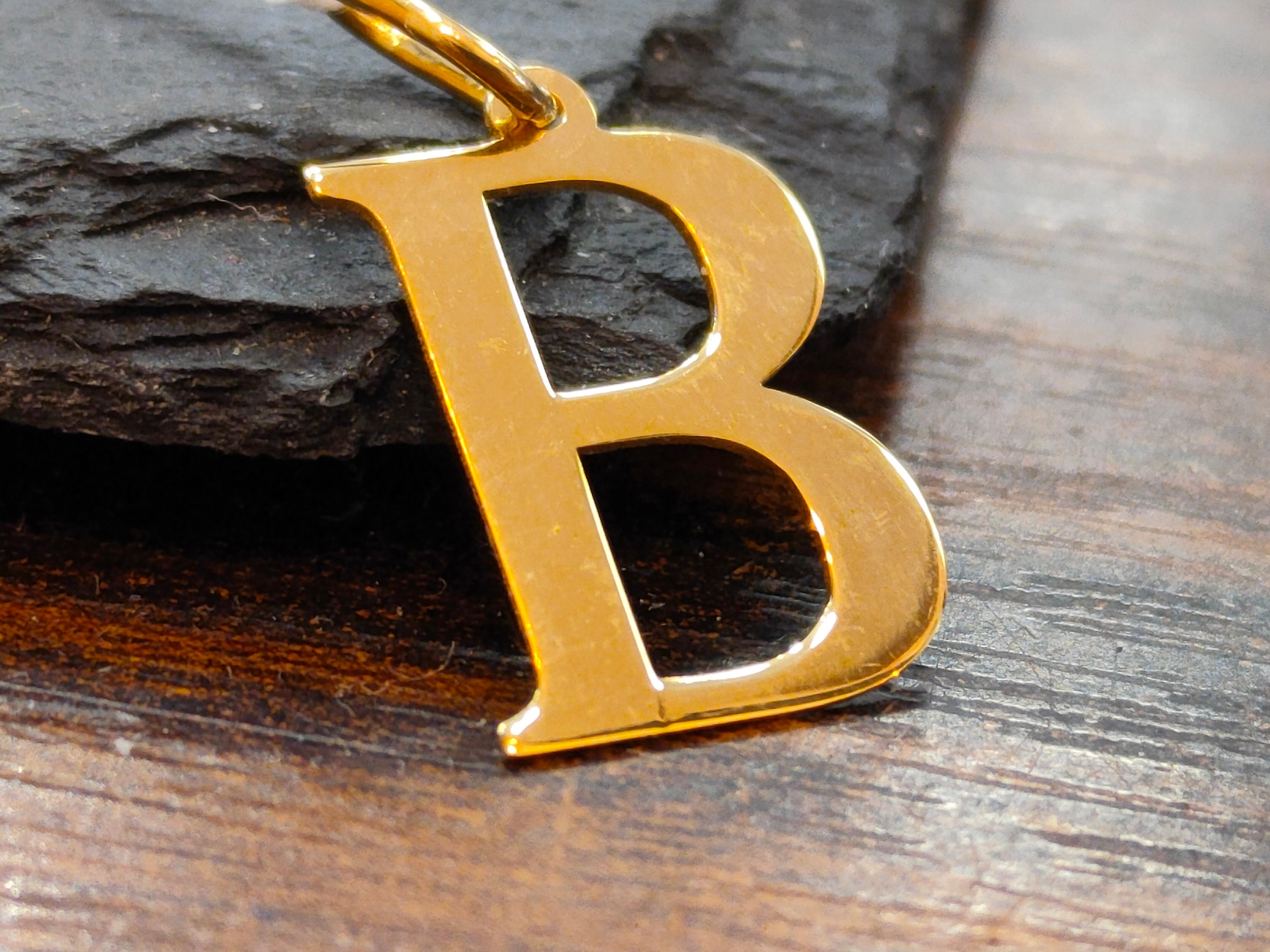 Initial B Pendant Initials Jewelry Solid Gold 14k Letter - Etsy