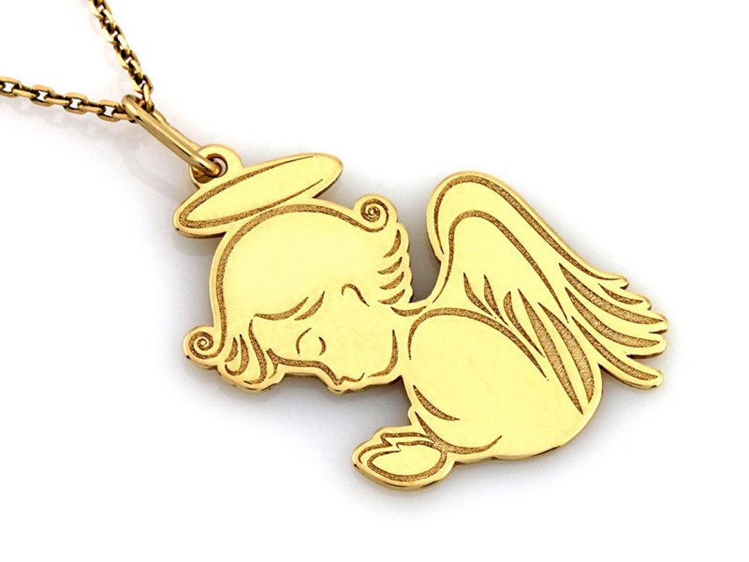 Solid Gold Angel Pendant, Solid Gold 14k, Gold Angel, Gift for Her ...