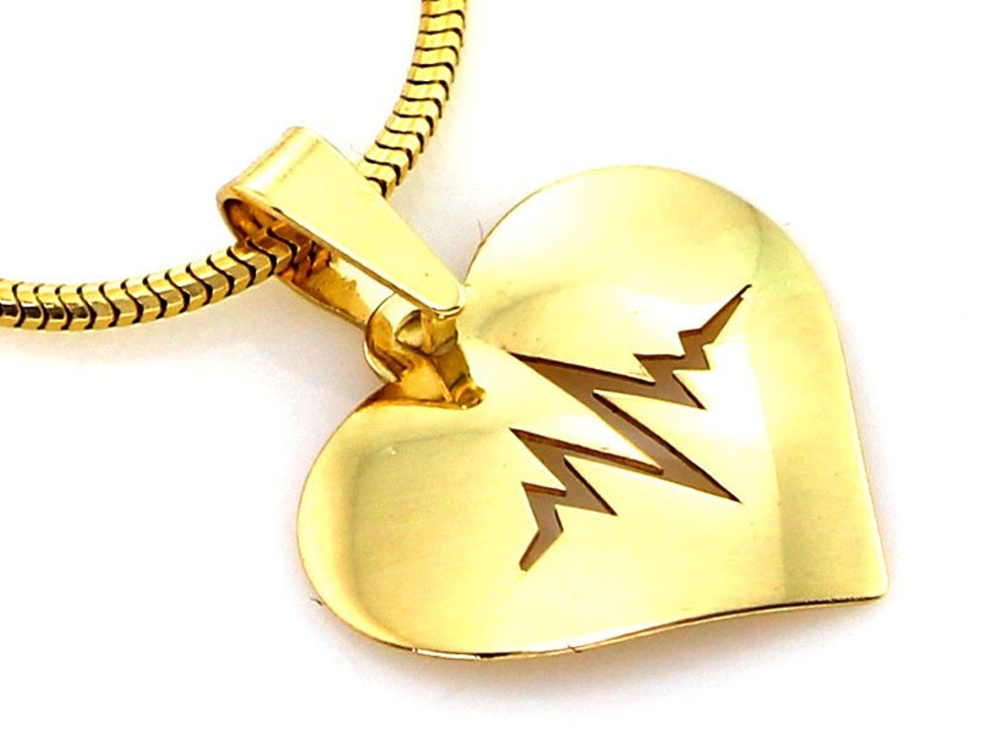 Heartbeat Line, Heart Pendant, Solid Gold 14ct, Heartbeat Heart, Gold ...