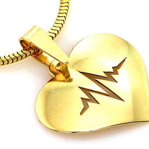 Heartbeat Line, Heart Pendant, Solid Gold 14ct, Heartbeat Heart, Gold ...