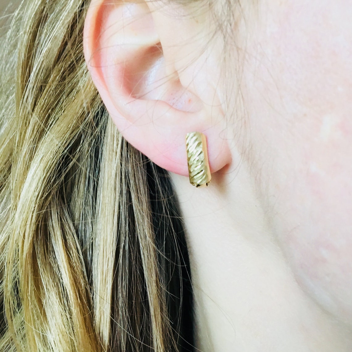 Classic Earrings Latch Back Solid Gold Pattern Earrings - Etsy